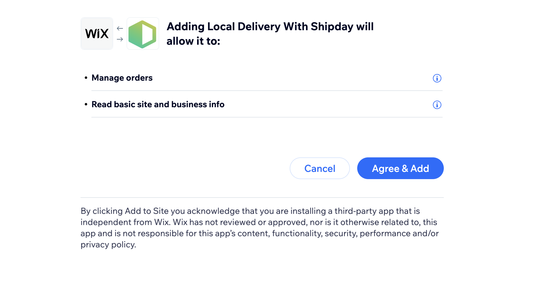 Shipday integration with Wix